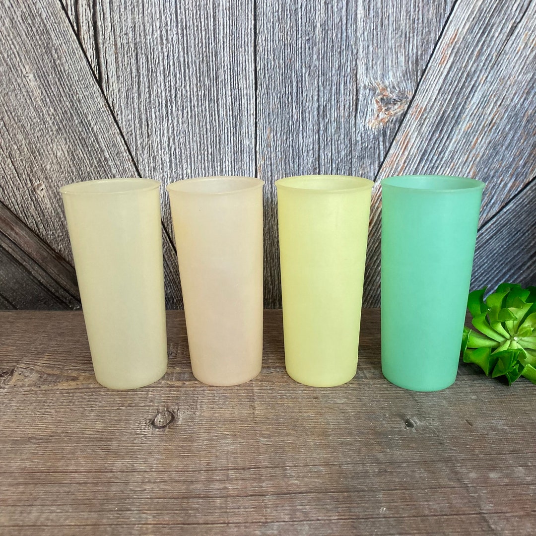 4 Vintage Tupperware Tumblers Cups Glasses Plastic Tupper Ware Storage ...