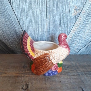 Vintage Ceramic Turkey Planter thanksgiving Centerpiece Fall Large ...