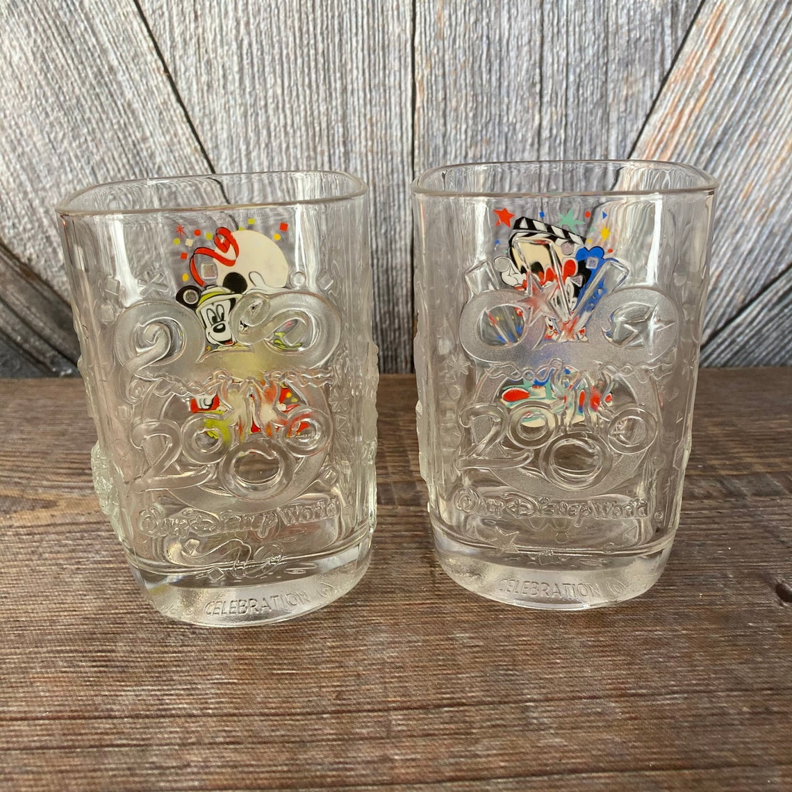 2 Vintage Mickey Mouse Glass Cup {disney Glass Mickey Mouse Glasses ...