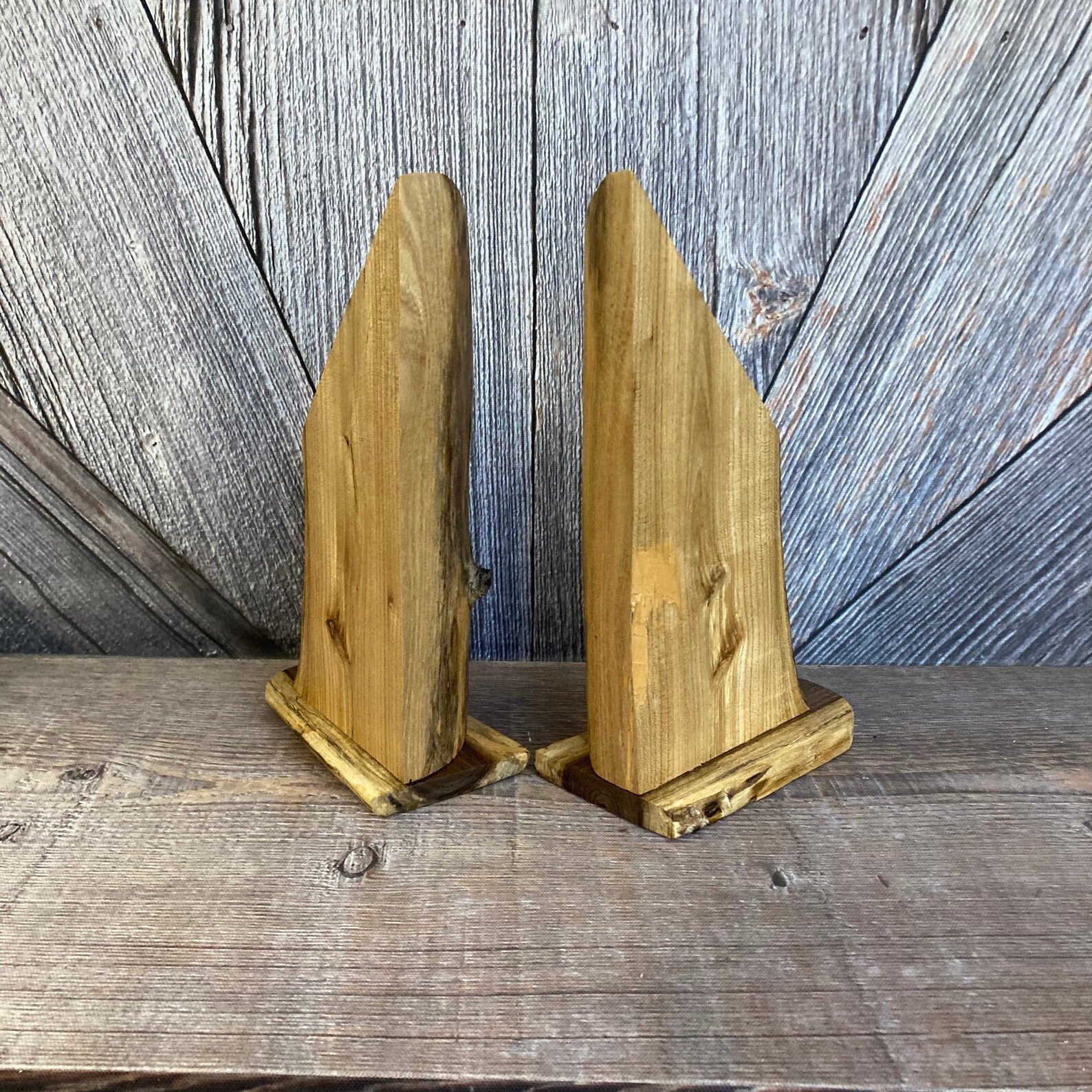 Handmade Raw Wood Bookends Live Edge Solid Wood Log Bookends Tree Stump ...
