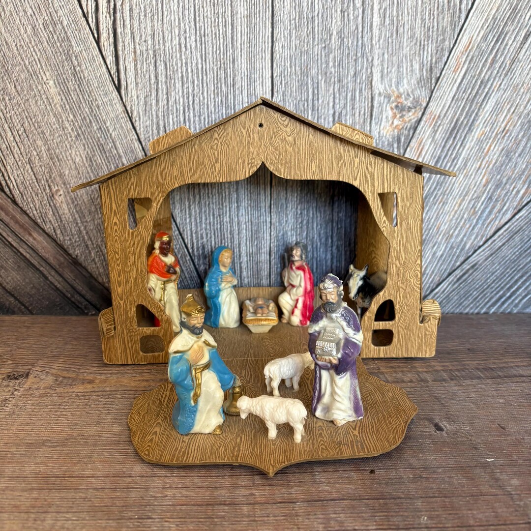 Vintage Christmas Nativity Set Plastic Blow Mold Nativity Scene Easy ...