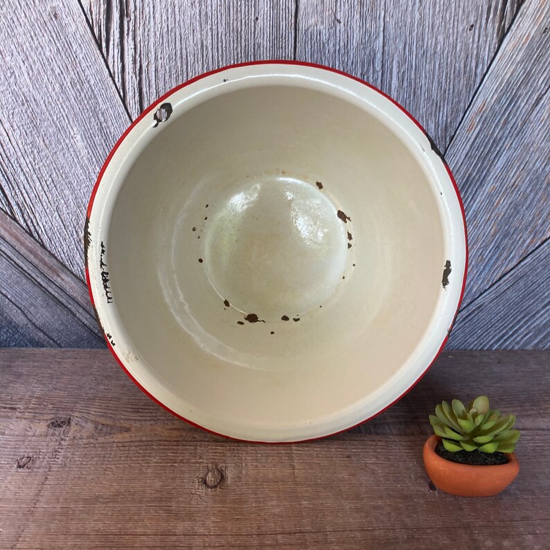 Vintage Enamel Bowl Large 12 Inch Bowl Enamelware Basin Herbs - Etsy