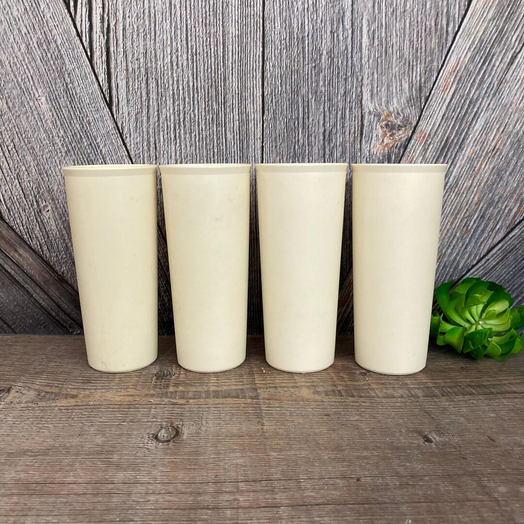 4 Vintage Tupperware Tumblers Cups Glasses Plastic Tupper Ware Storage ...