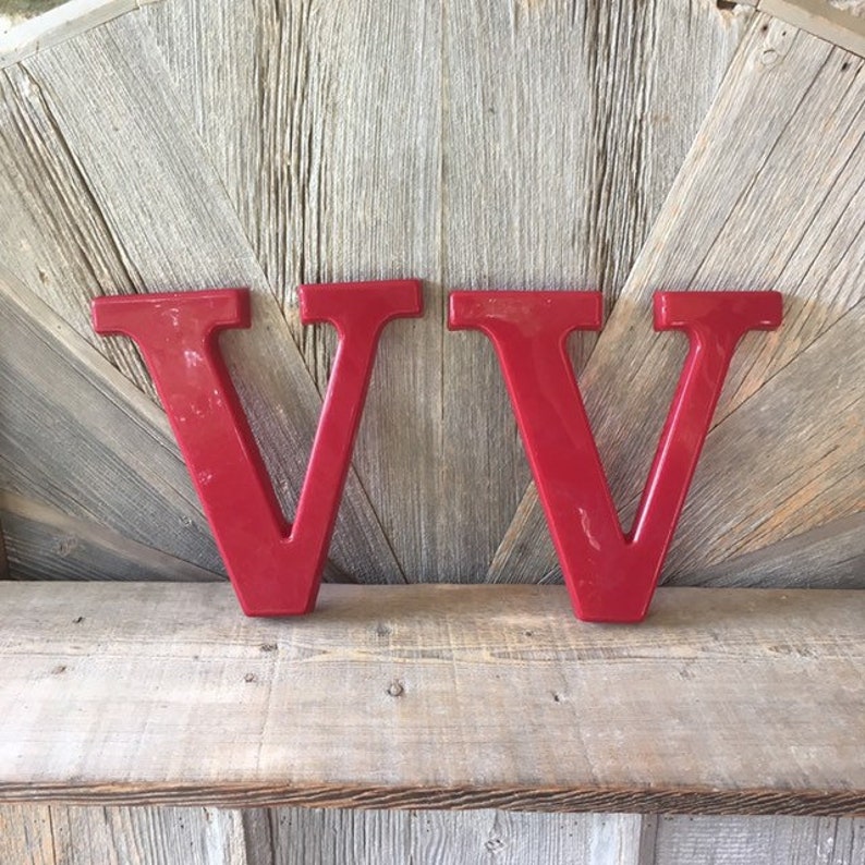 Vintage Plastic Letter V Old Sign Red Large 12 Inch Plastic - Etsy