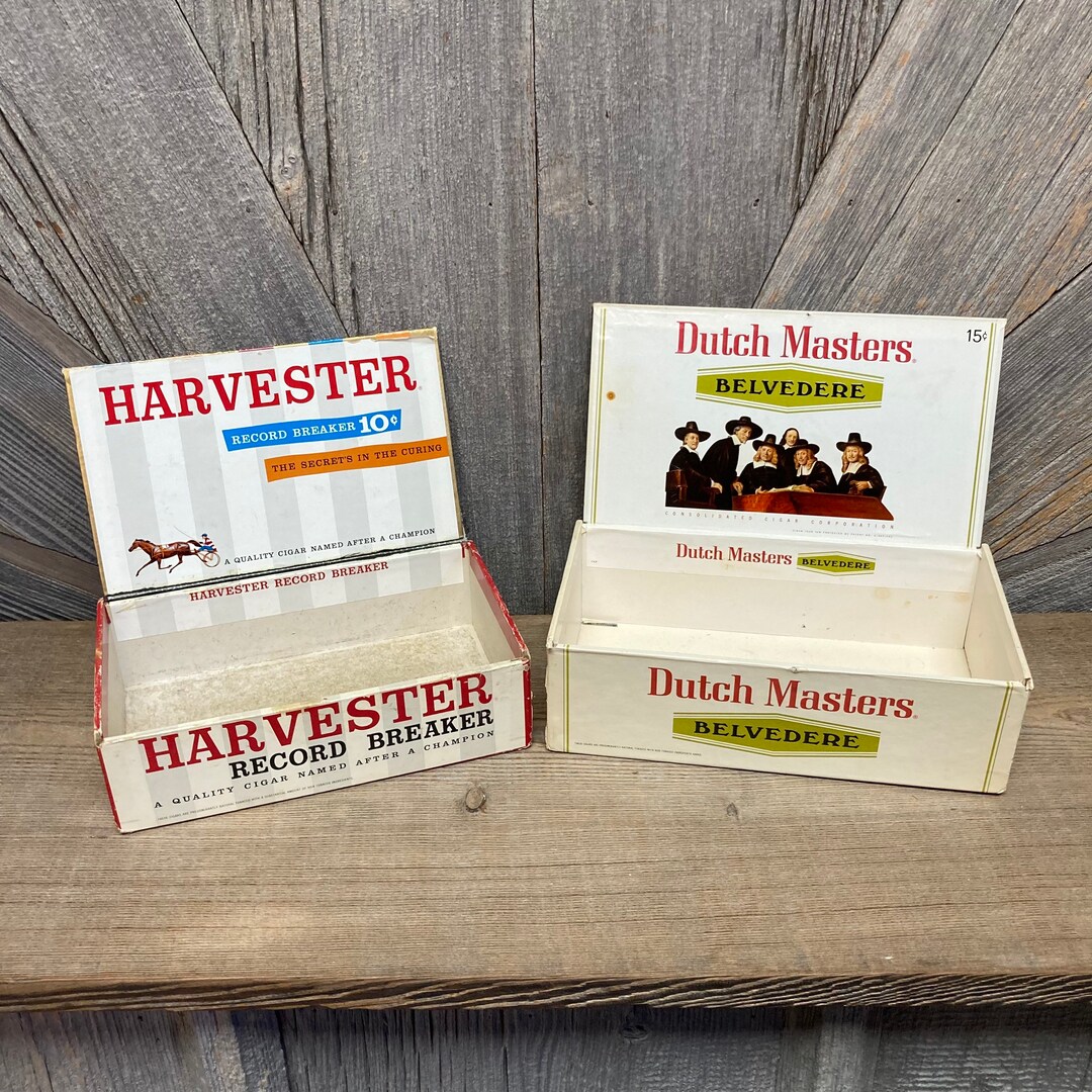 2 Vintage Cigar Boxes Authentic Cigar Box {harvester Dutch Masters ...