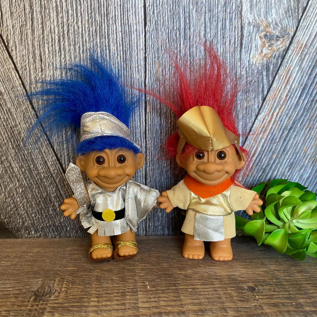 2 Gladiator Troll Red Hair Troll vintage Russ Berrie Troll 5 Inch Troll ...