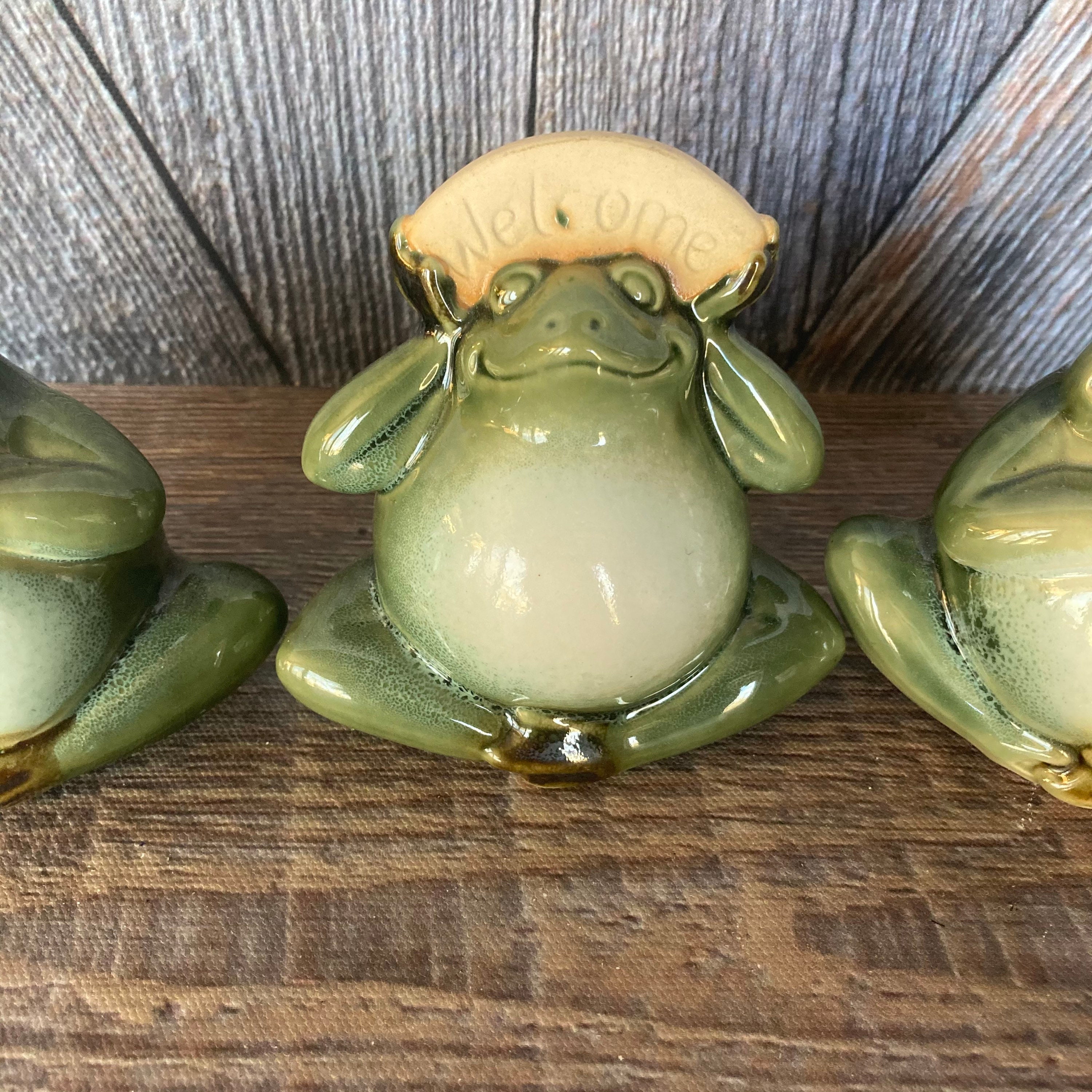 Vintage Ceramic Frog Trio Yoga Welcome Toad Gift for Friend | Etsy