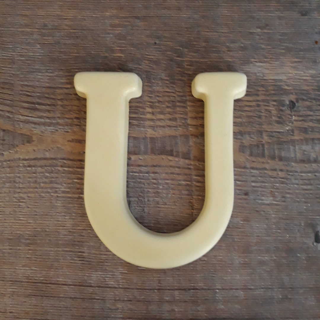 Vintage Letter U Old Sign off White Large 6.5 Inch Plastic Letter Wall ...