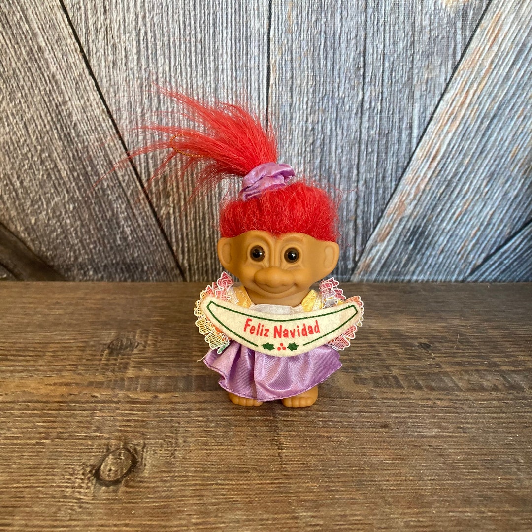 Vintage Christmas Troll feliz Navidad Mini Tree Hanging Ornament ...