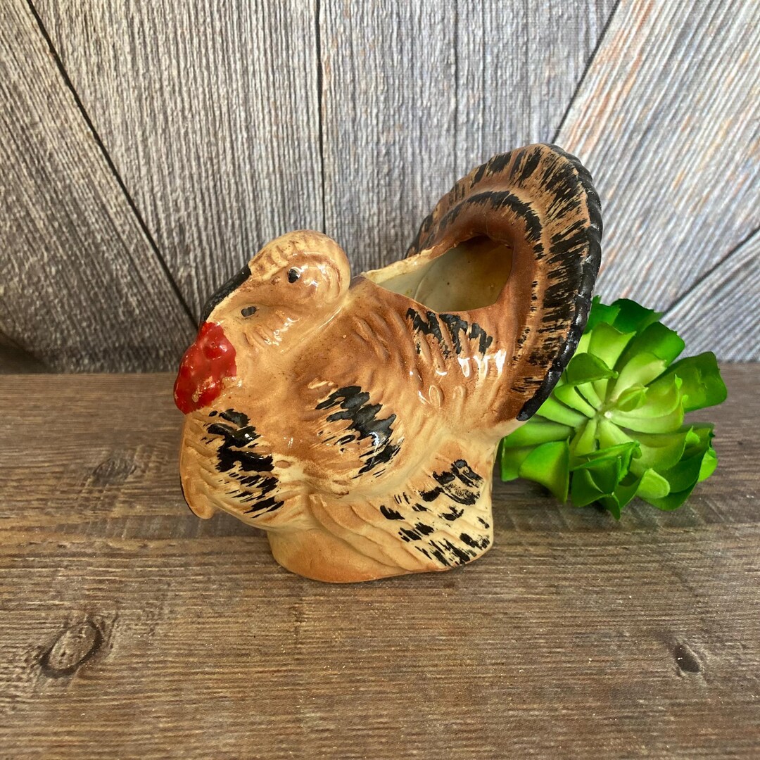 Vintage Ceramic Turkey Planter {cute Turkey Planter Indoor Pot} Vintage ...