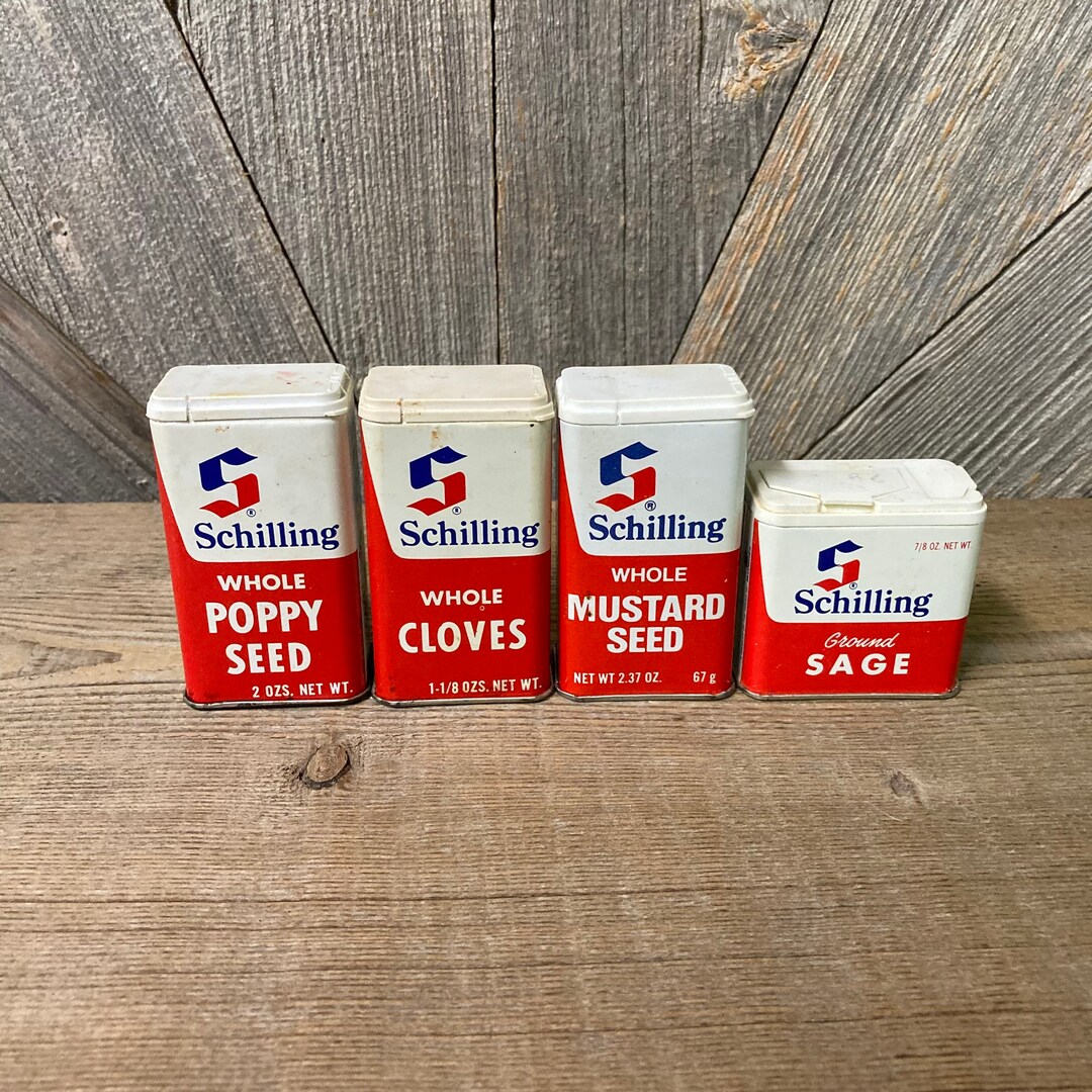 Vintage Spice Tins Schilling Spices Shakers Store Display Craft Supply ...