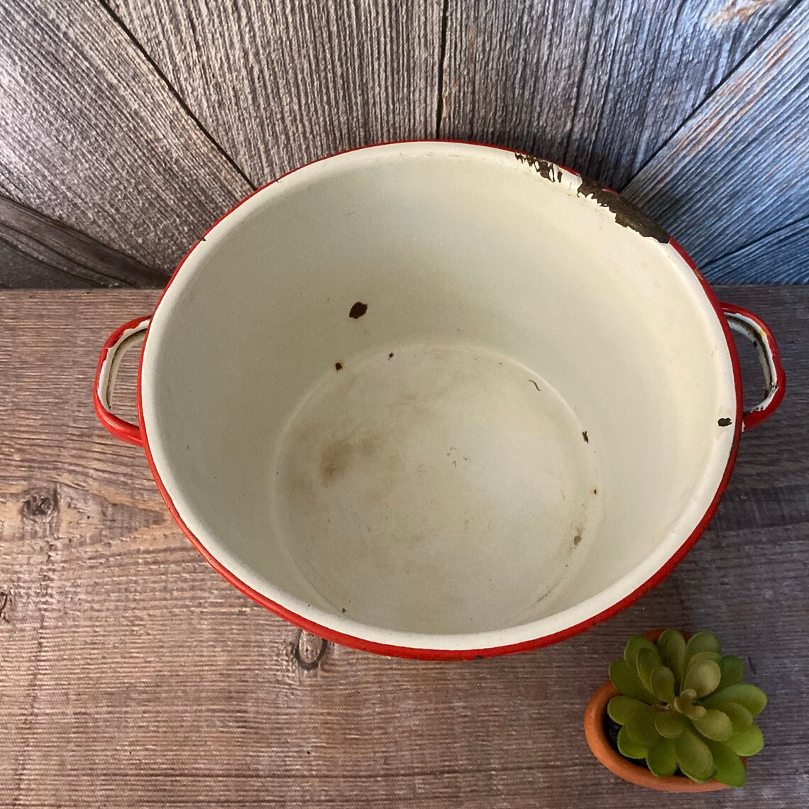 Vintage Enamel Pot Large 6 Inch Bowl Lid Indoor Garden | Etsy