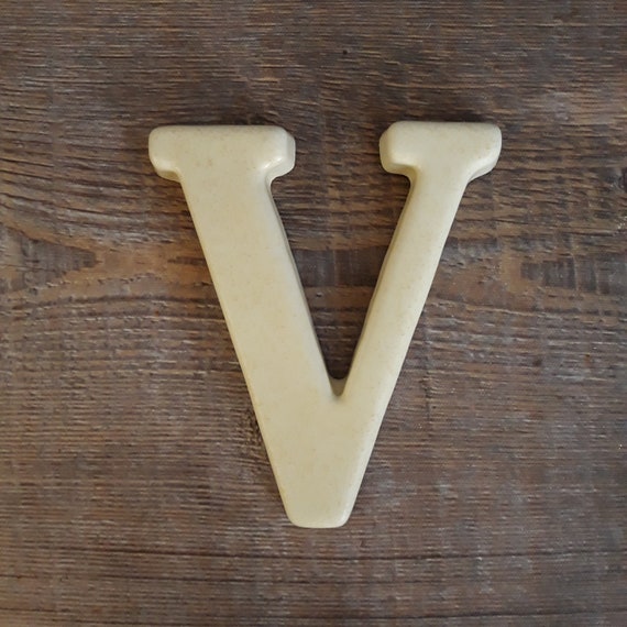 Vintage Letter V Old Sign off White Large 6.5 Inch Plastic | Etsy