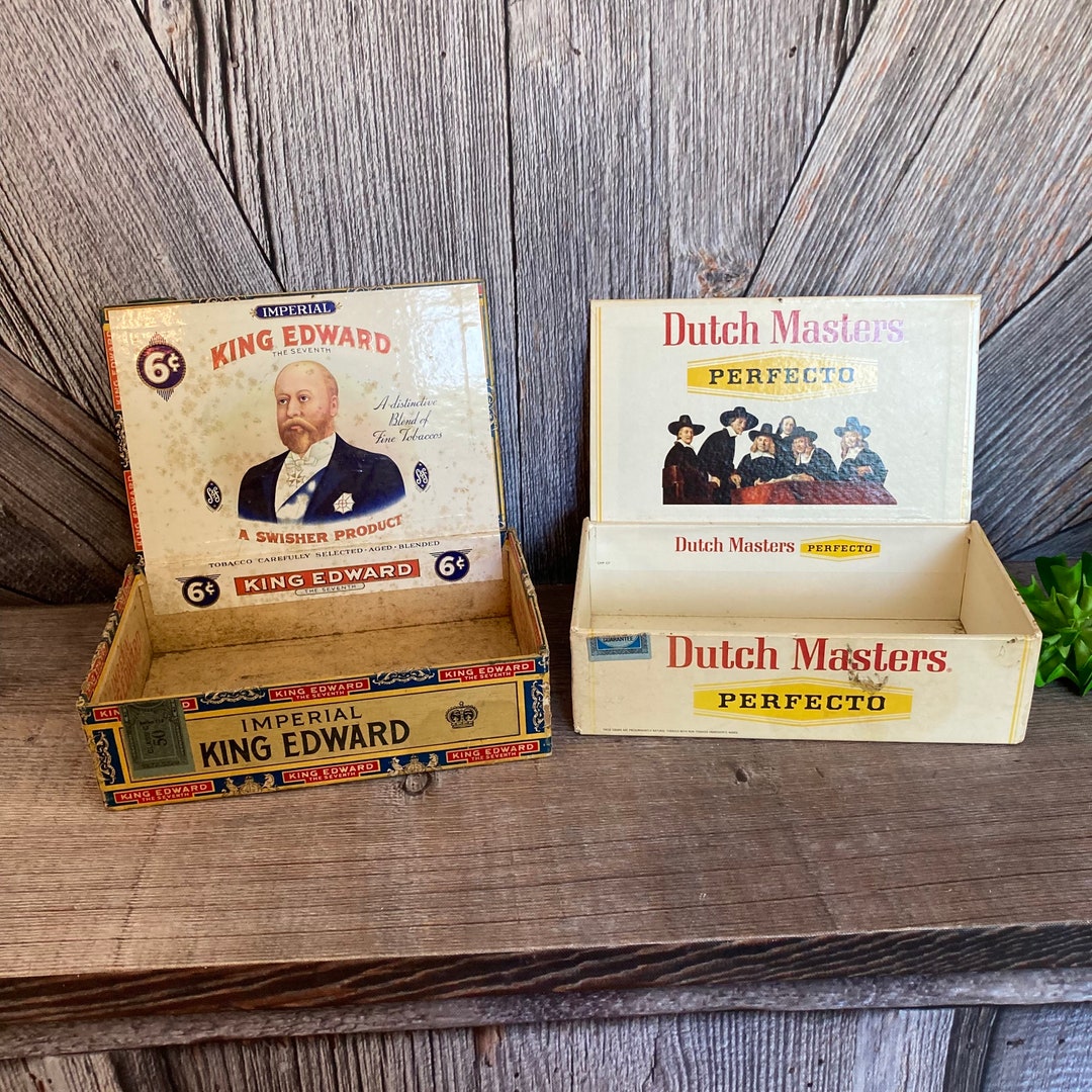 2 Vintage Cigar Boxes Authentic Cigar Box king Edwards Dutch Masters ...