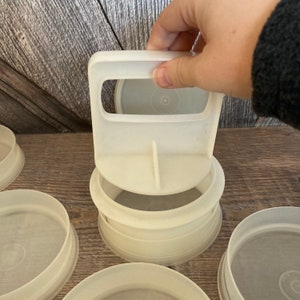 Vintage Tupperware Hamburger Press Keeper Set Clear White Burger Maker ...
