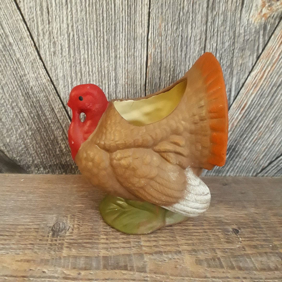 Vintage Ceramic Turkey Planter {cute Turkey Planter Indoor Pot} Vintage ...