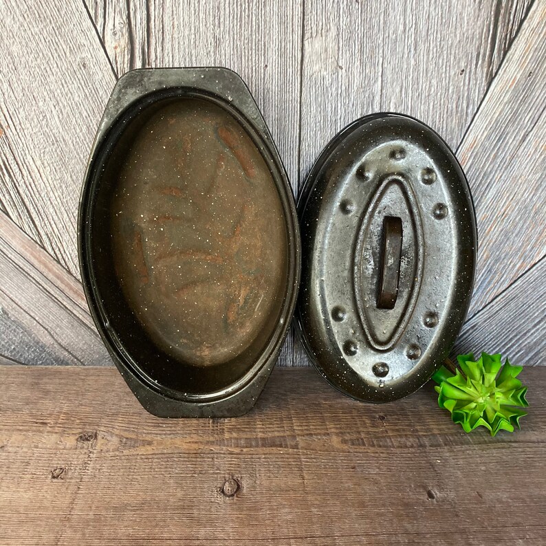 Vintage Enamel Roaster Roasting Pan Rooster Roaster Chicken - Etsy