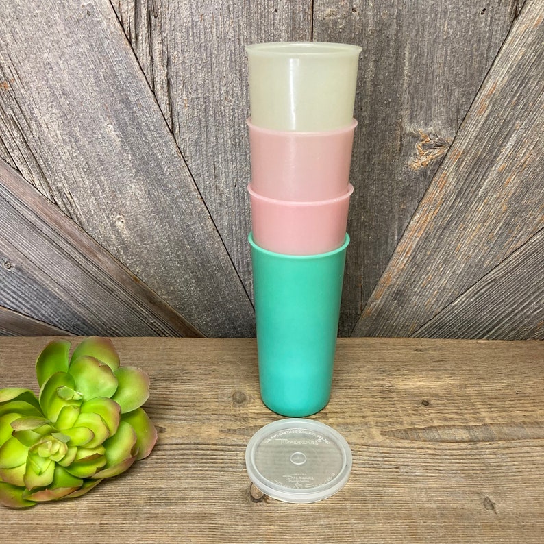 4 Vintage Tupperware Tumblers Tall Cups Glasses Plastic Tupper - Etsy