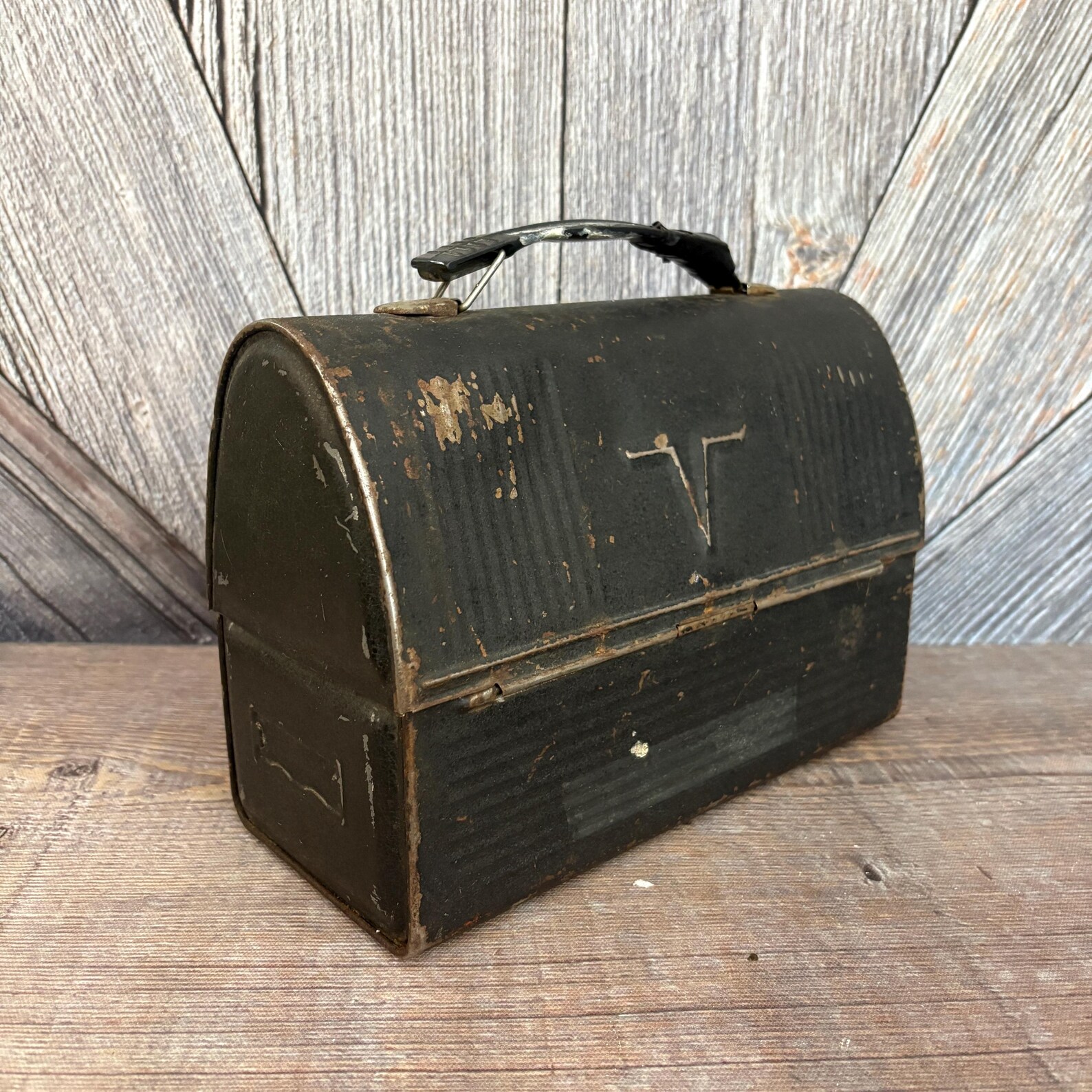 Vintage Metal Lunch Box, Black Domed Lunch Bucket, Lunch Pail, 1940s ...