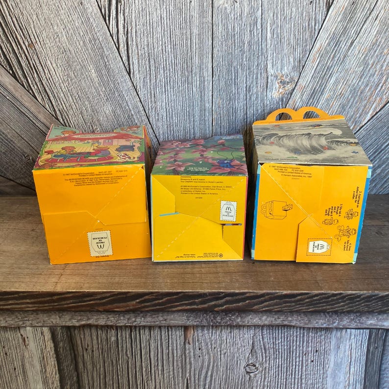 3 Vintage Mcdonalds Happy Meal Boxes, Cardboard Cartons, Disney Mulan ...