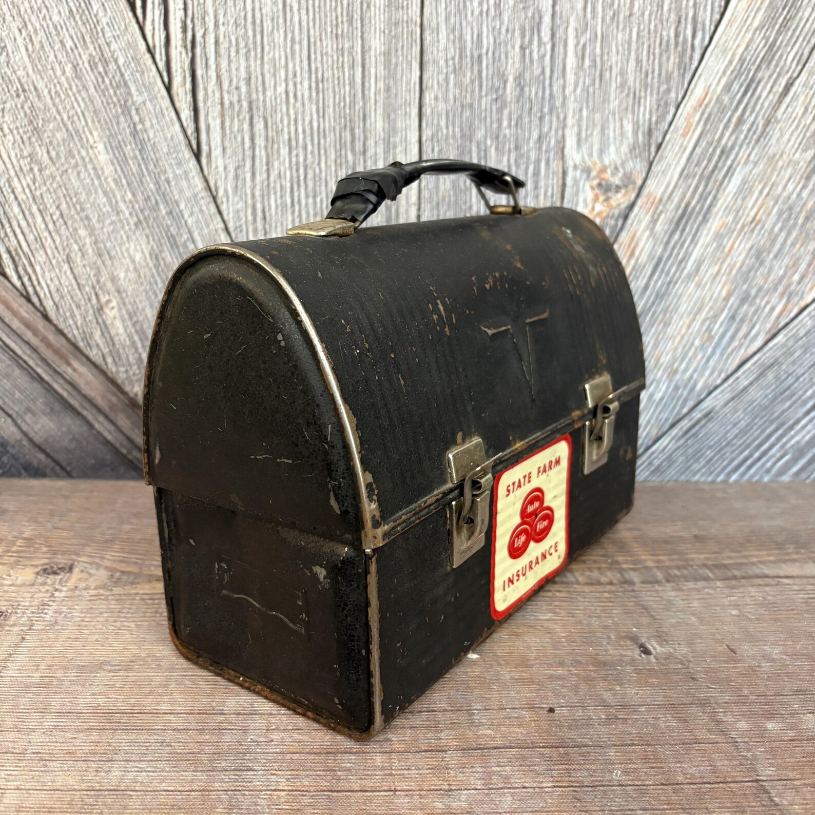 Vintage Metal Lunch Box, Black Domed Lunch Bucket, Lunch Pail, 1940s ...
