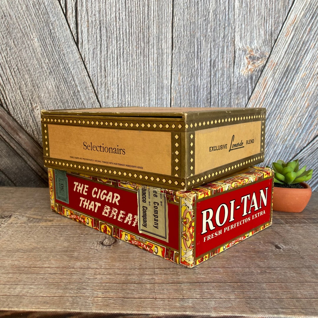 2 Vintage Cigar Boxes Authentic Cigar Box {lenardo Roi-tan} Vintage ...