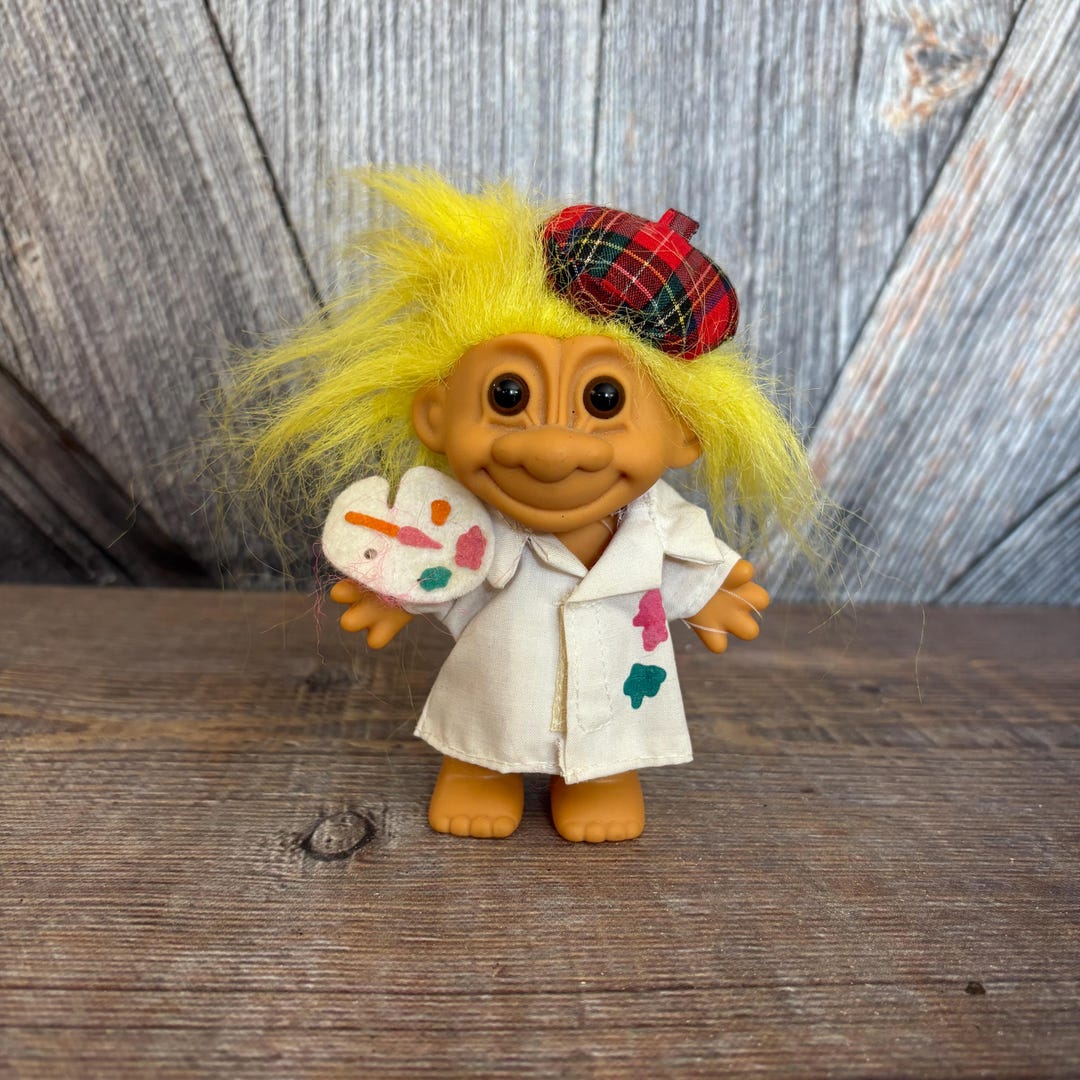 Vintage Painter Troll Doll {pastel Painter Troll With Pink Hair} Russ ...