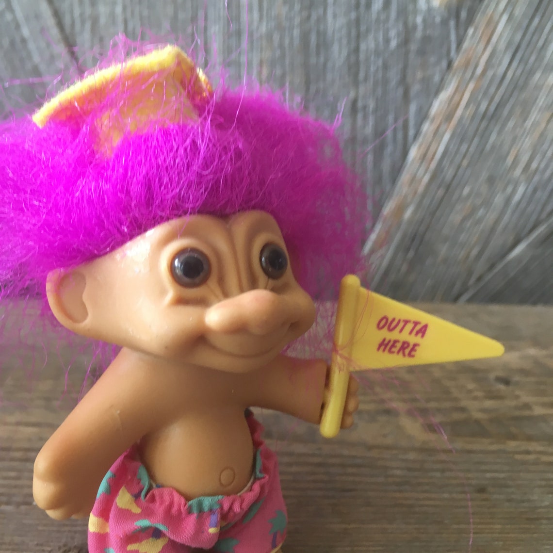 Graduation Troll Yellow Hat Purple Hair Troll vintage Russ - Etsy
