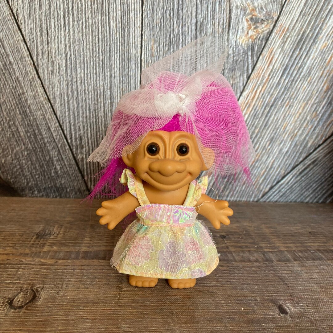 Vintage Bride Troll Doll {russ Berrie Troll W/ Hair} Troll in Wedding ...