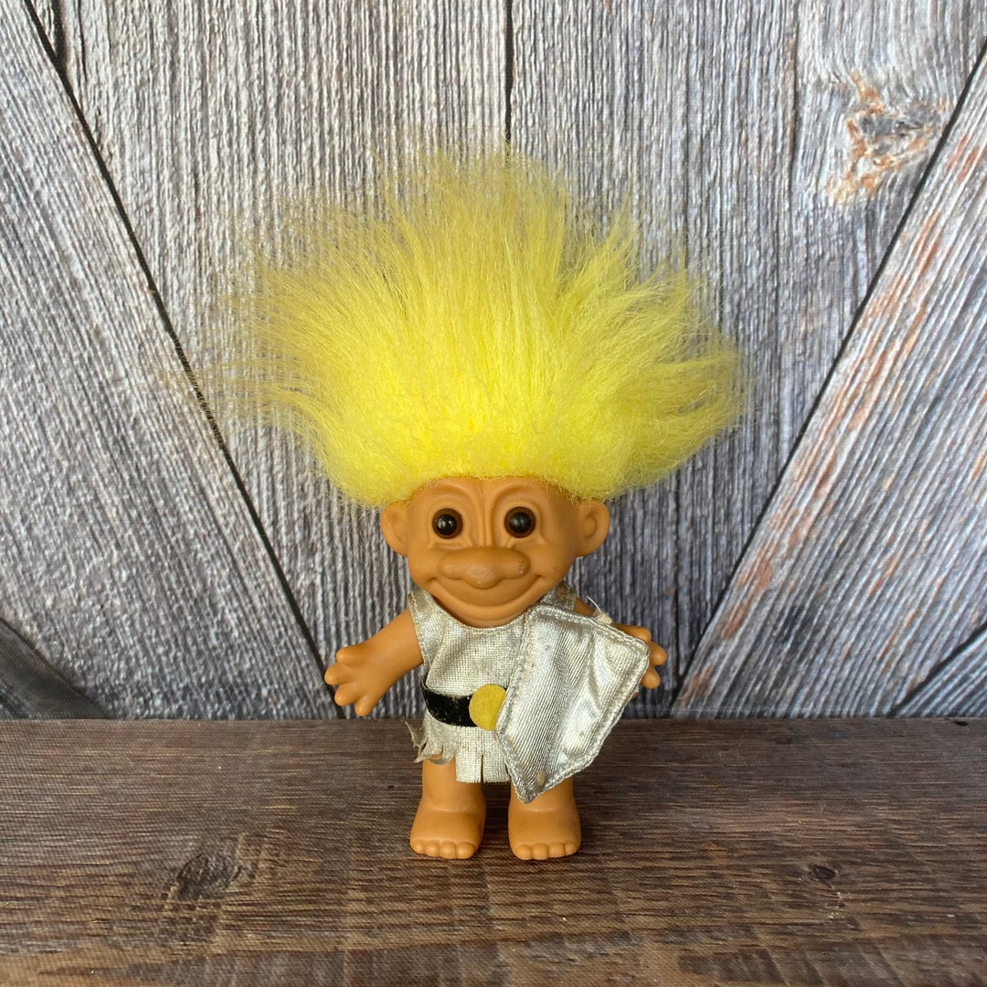 Gladiator Troll Yellow Hair Troll vintage Russ Berrie Troll 5 Inch ...