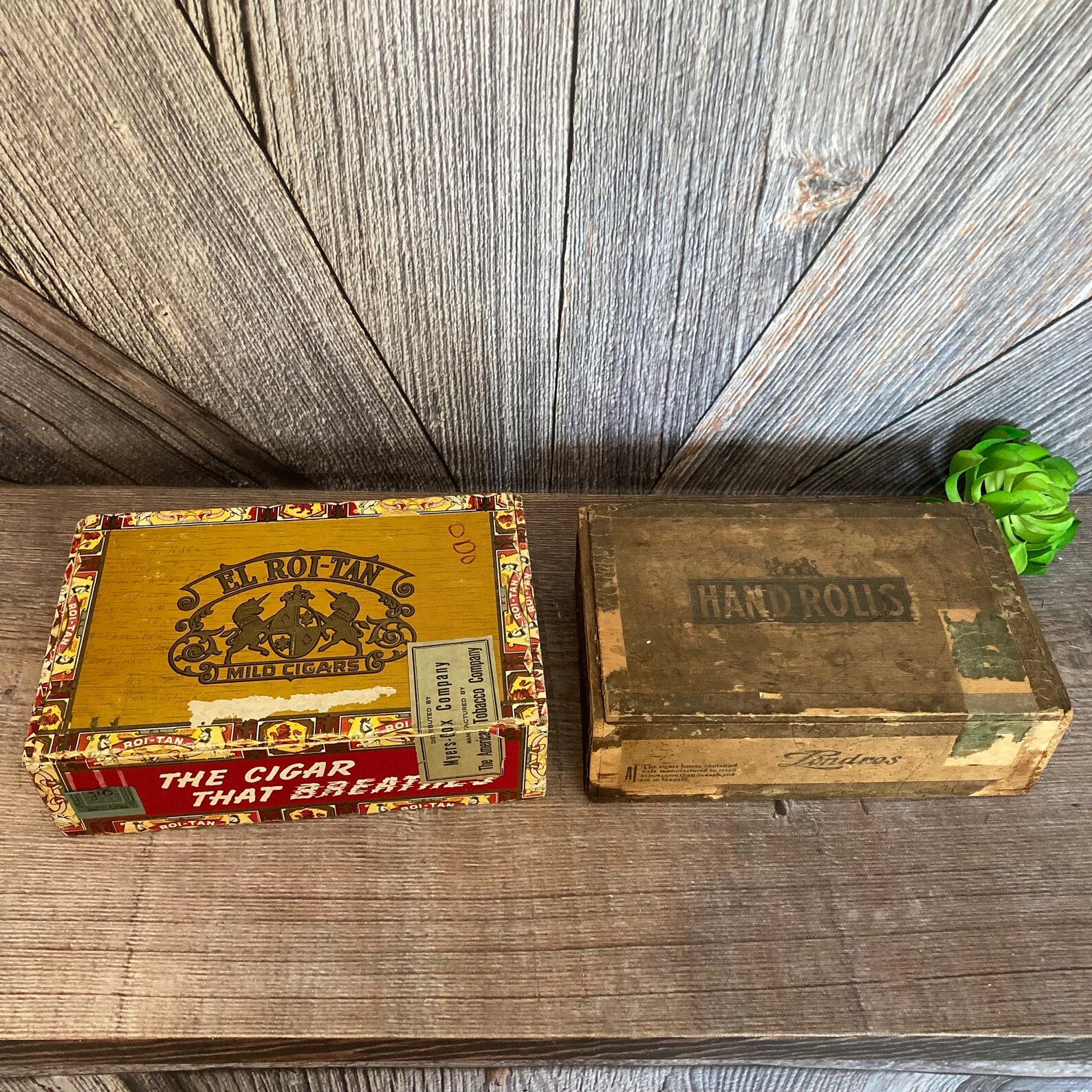 2 Vintage Cigar Boxes Authentic Cigar Box {hand Rolls Roi-tan} Vintage ...