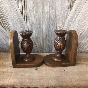 Pineapple Wooden Book Ends wooden Tropical Beach Palm Tree Carved ...