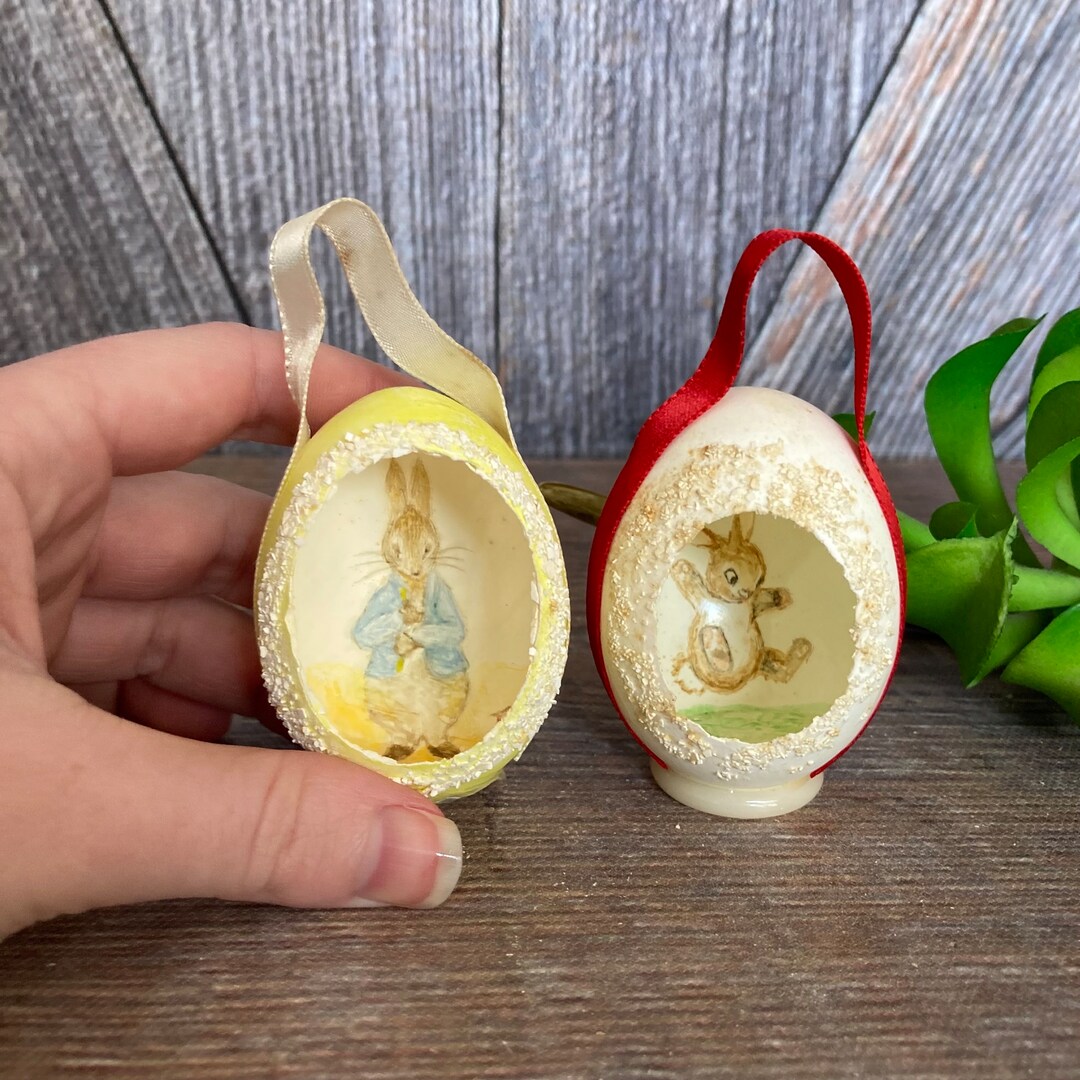 2 Vintage Peter Rabbit Eggs, Hand Painted Real Eggs for Easter Tree ...