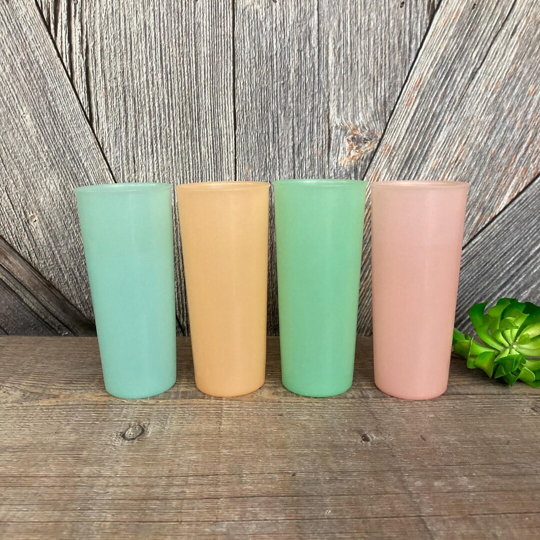 4 Vintage Tupperware Tumblers Cups Glasses Plastic Tupper Ware Storage ...