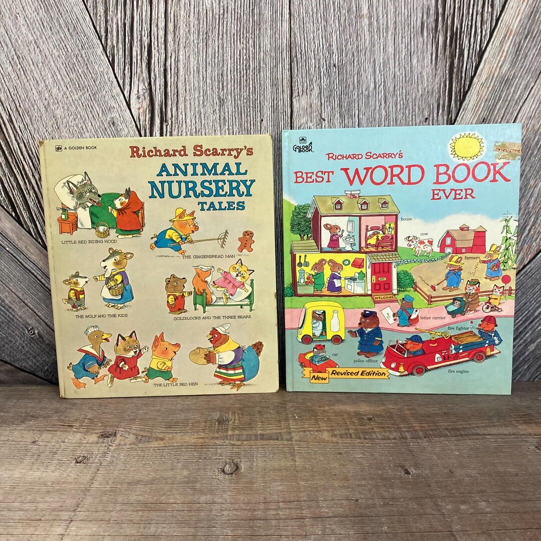 2 Vintage Richard Scarry Books, Best World Book Ever, Animal Nursery ...