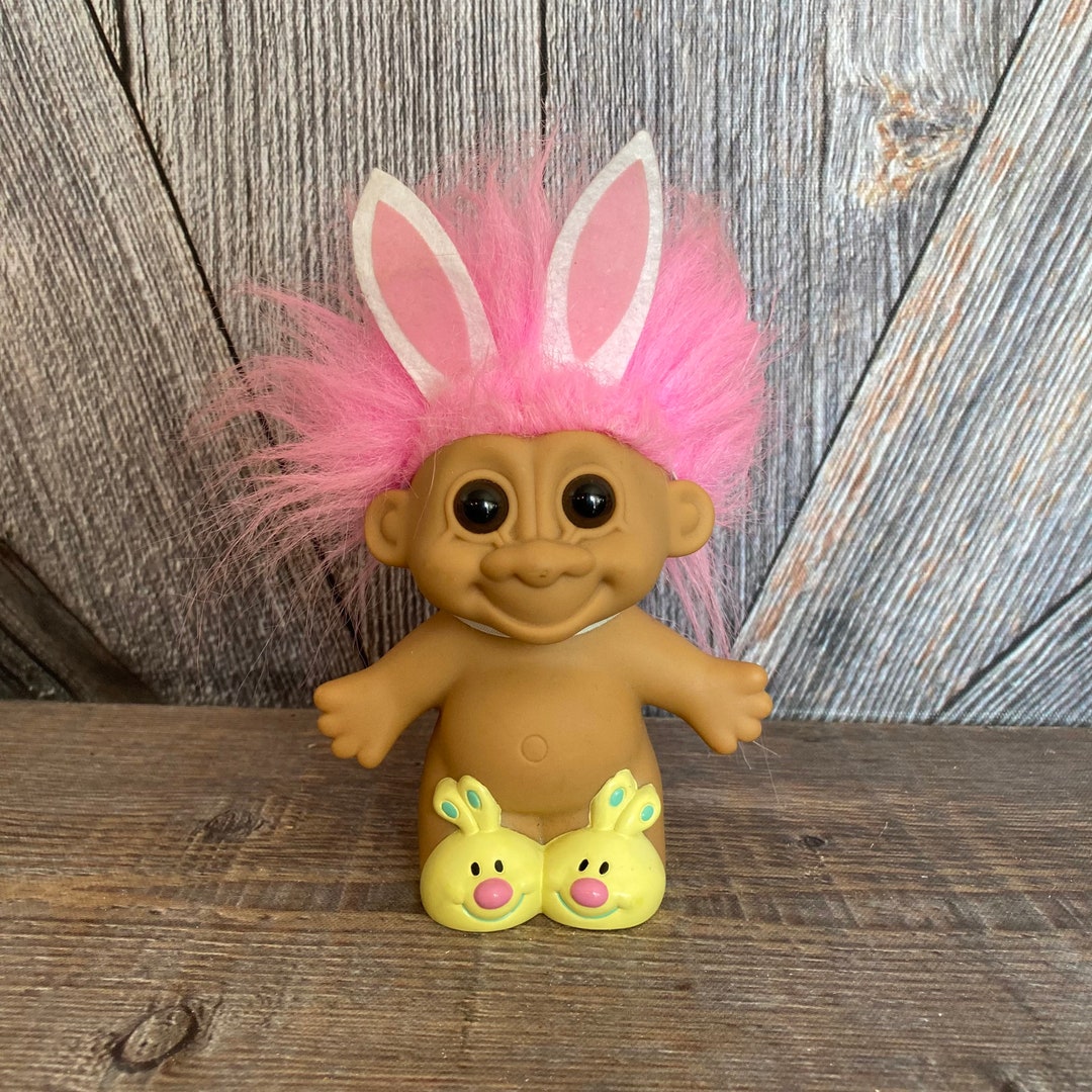 Vintage Easter Bunny Troll Doll {pastel Hair Bunny Slippers Large ...