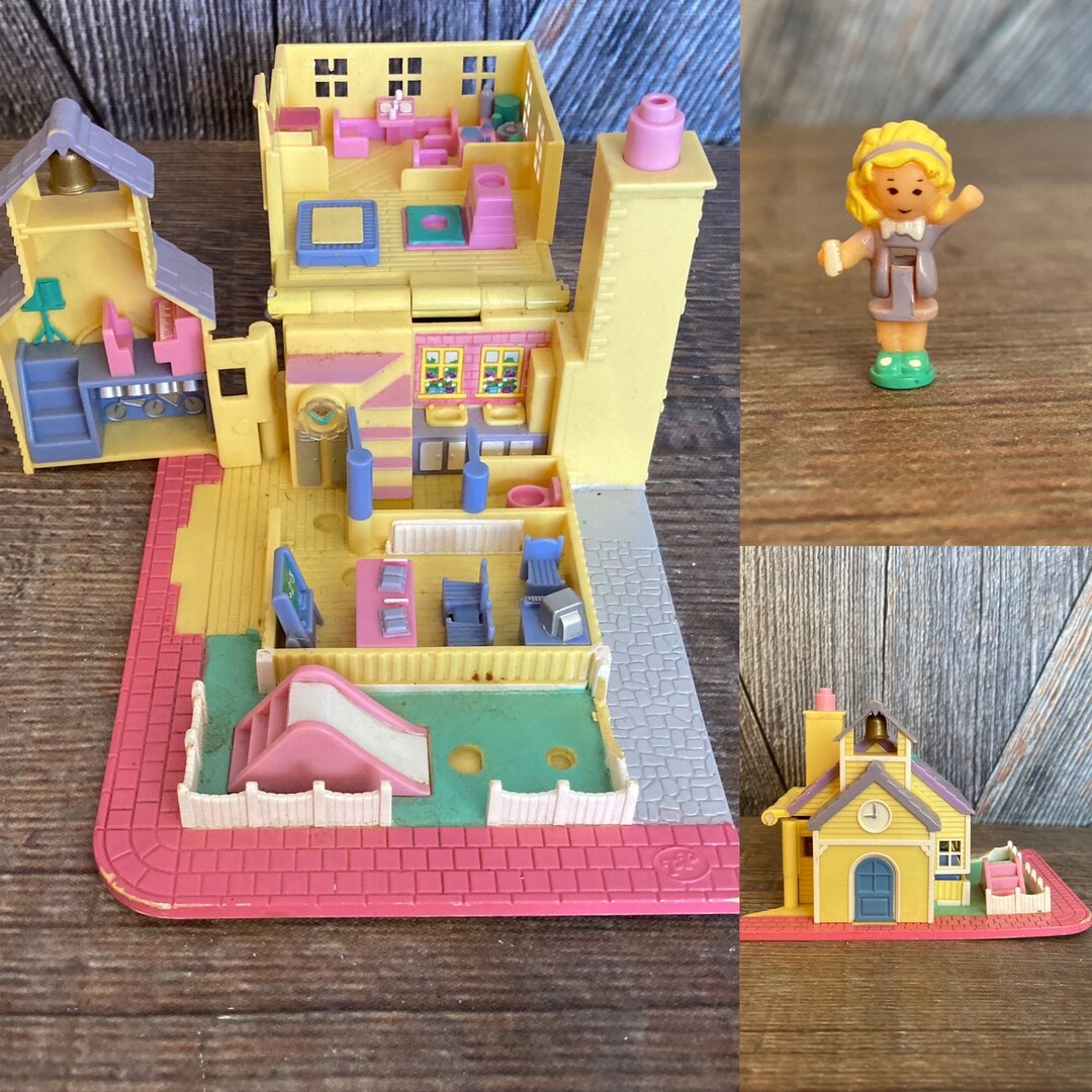 Vintage Polly Pocket Set schoolhouse Pollyville Compact Polly Pocket ...