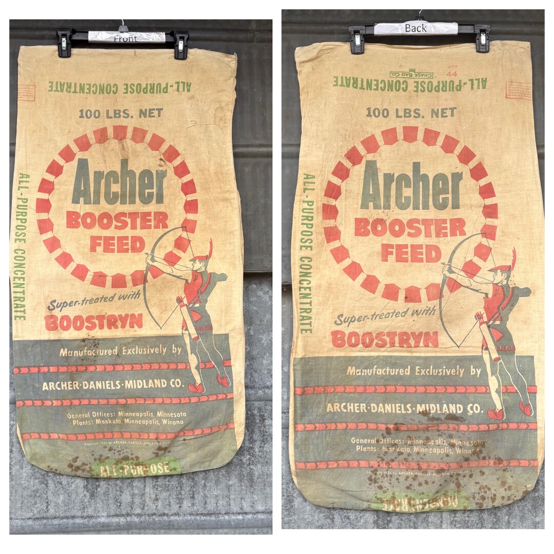 Vintage Archer All Purpose Concentrate ADM Cotton Muslin Sack ...