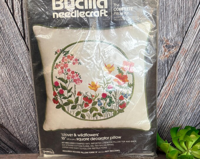 Vintage Embroidery Kit, Crewel Kit Picture or Pillow Top Bucilla Clover ...