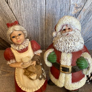Vintage Santa and Mrs. Claus Figurines Ceramic Christmas Ornament {80s ...