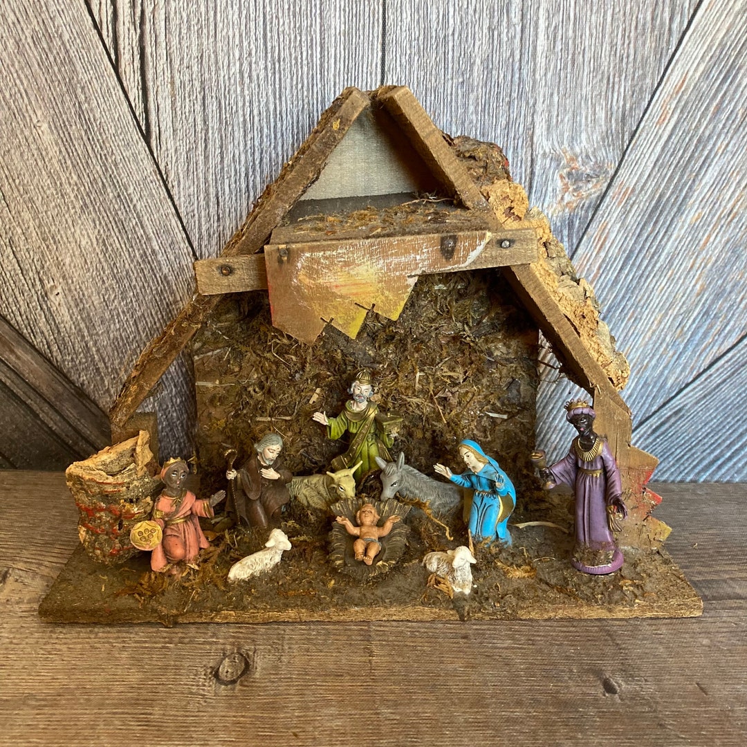 Vintage Christmas Nativity 10 Figure Set Nativity Scene Vintage ...