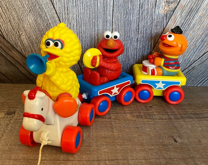 Vintage Sesame Street Train Pull Toy Toddler Toy Sesame Street Train ...