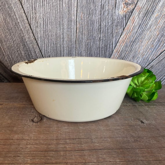 Vintage Enamel Small 9 Inch Bowl enamelware Basin Indoor - Etsy
