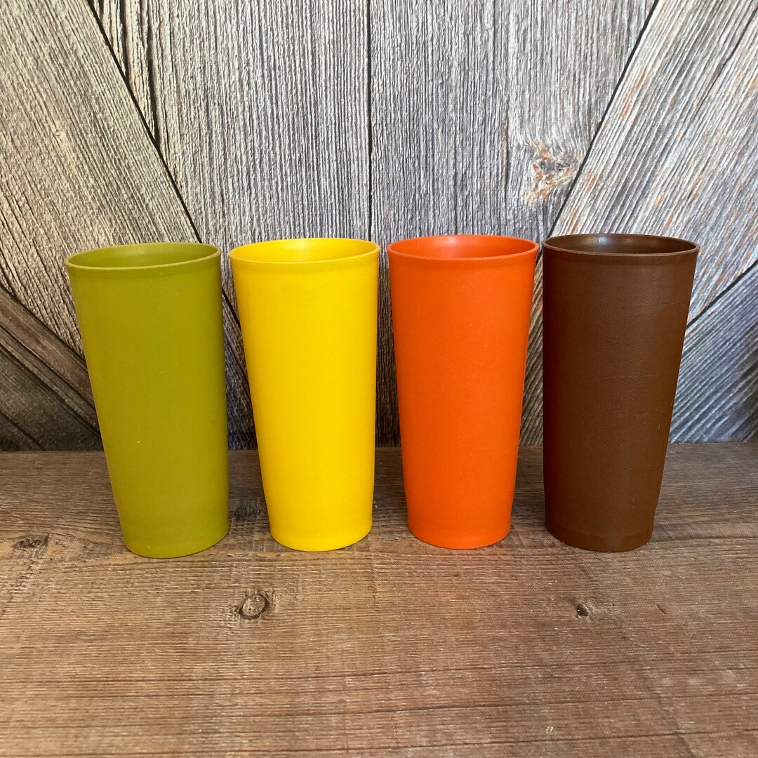 4 Vintage Tupperware Tumblers Cups Glasses Plastic Tupper Ware Storage ...