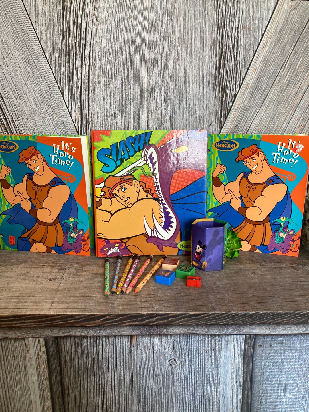 Vintage Hercules Binder and Folders 90's Disney Office Supplies Lion ...