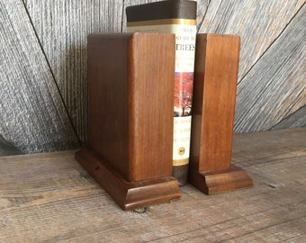 Solid Wood Log Bookends Tree Stump Wooden Book Ends Vintage Handmade ...
