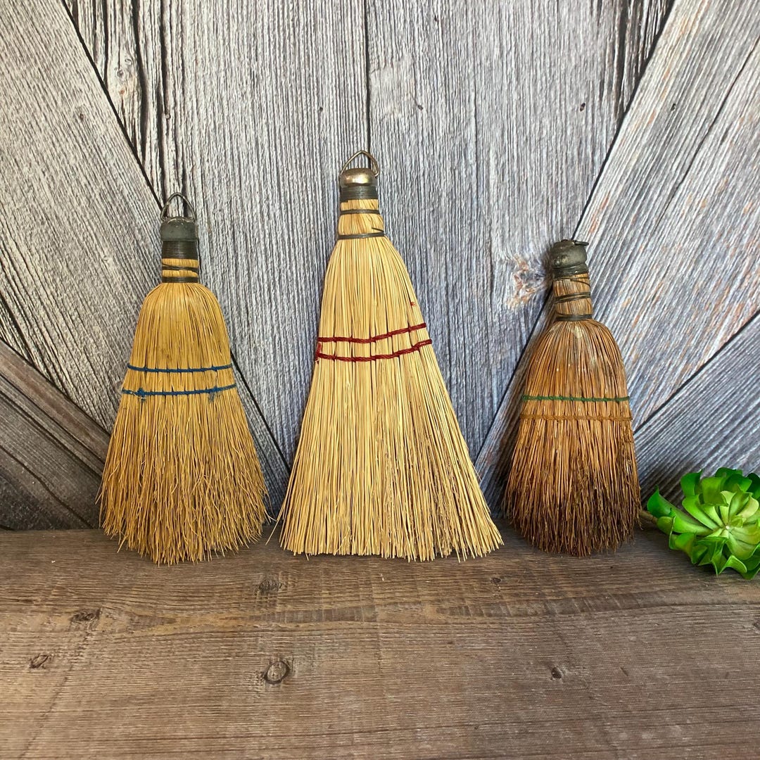 3 Vintage Whisk Brooms Handheld Broom Farmhouse Decor Witch Broom Straw ...