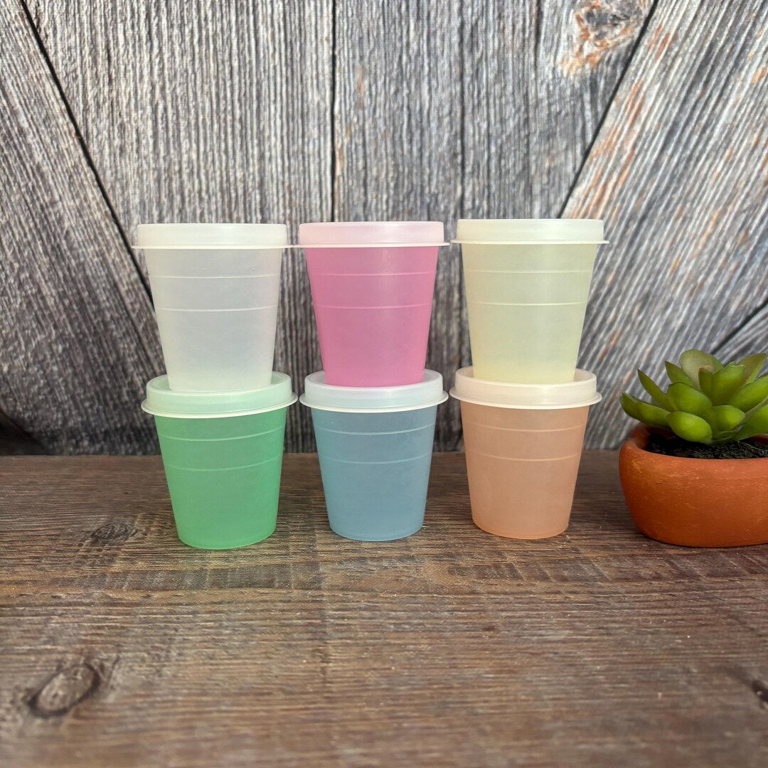 6 Vintage Tupperware Midget Containers Tiny Short Cups Shot Glasses ...
