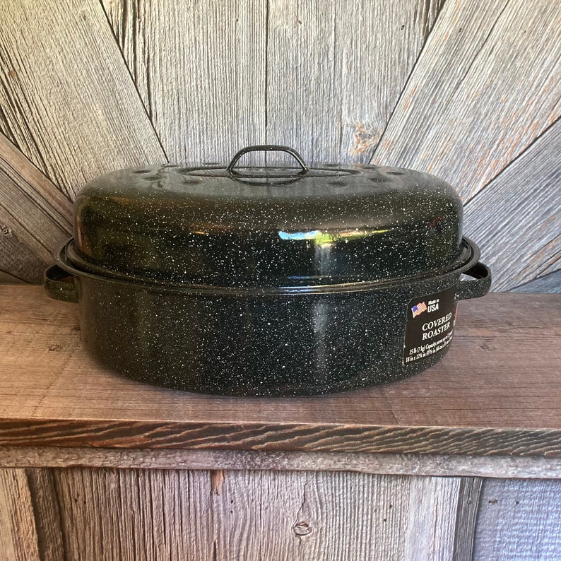 Vintage Enamel Roaster Roasting Pan Rooster Roaster Chicken - Etsy