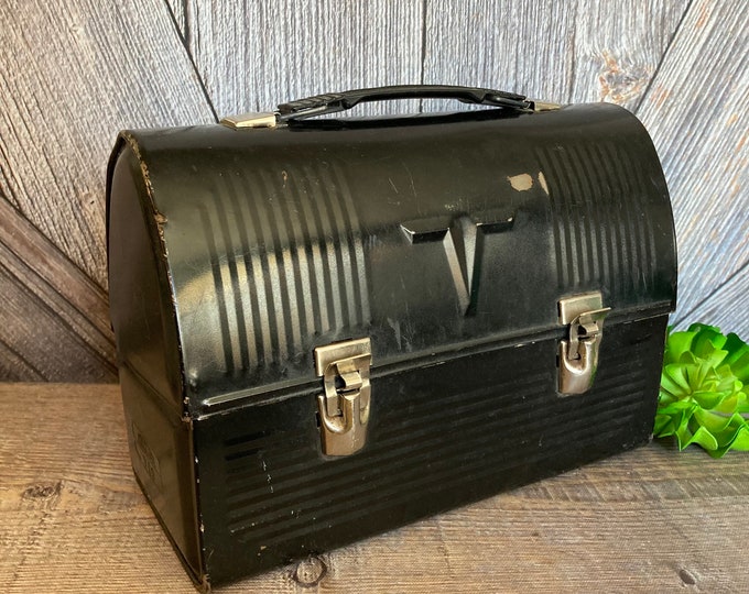 Vintage Black Domed Lunch Bucket, Aladdin Lunch Pail, 1960s 1970s ...